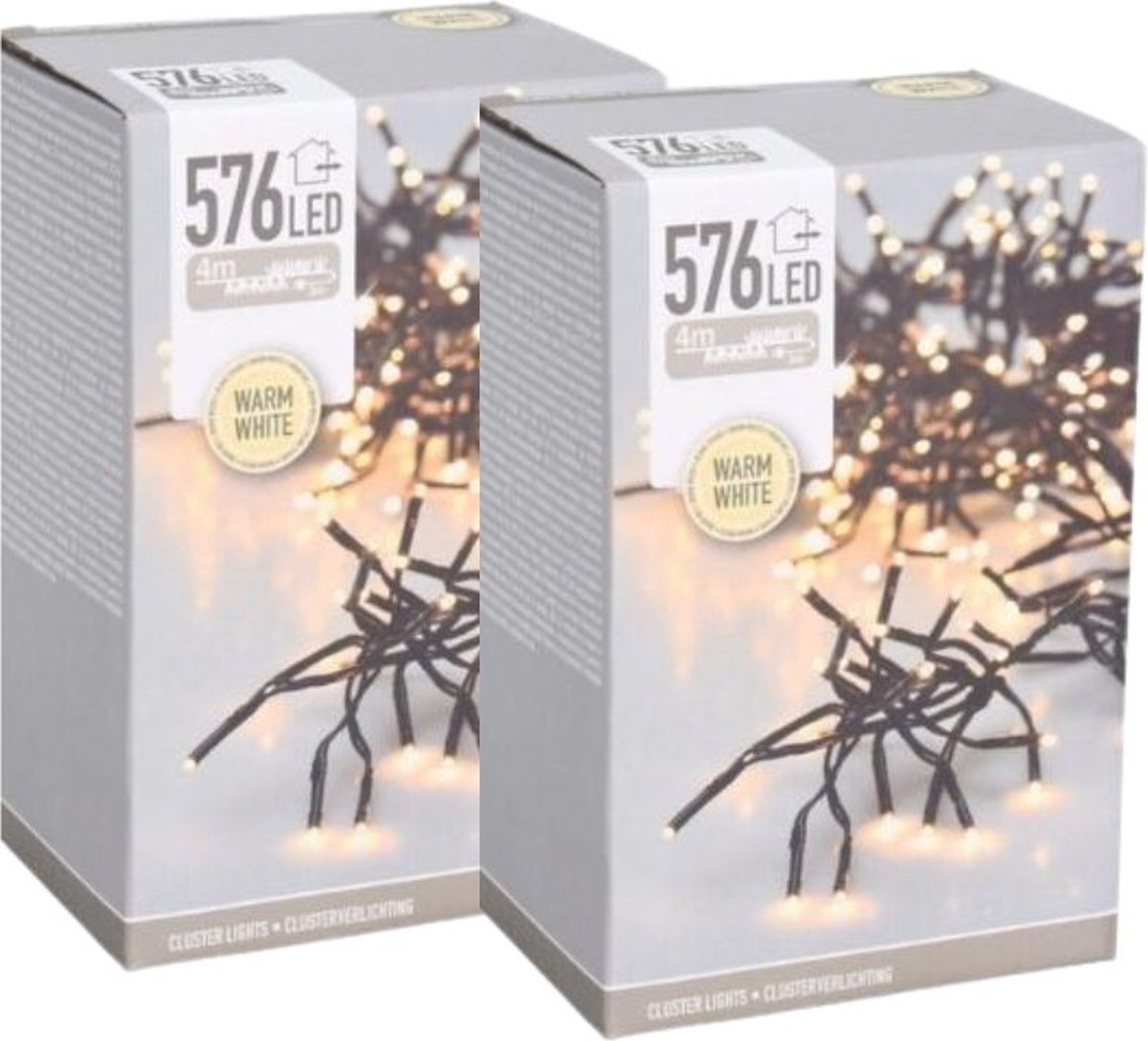 Kerstverlichting - Clusterverlichting - 2 stuks - 576 LED's - Lengte: 4 ...