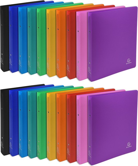 20 x Ringmap A4 - 2 ringen, Ringband - Assorti kleuren | bol