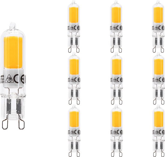Set van 10 G9 LED Lampen - 2.2 Watt - 250 Lumen - 3000K Warm wit licht ...