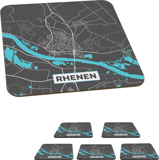 Onderzetters voor glazen - Kaart - Rhenen - Plattegrond - Stadskaart ...