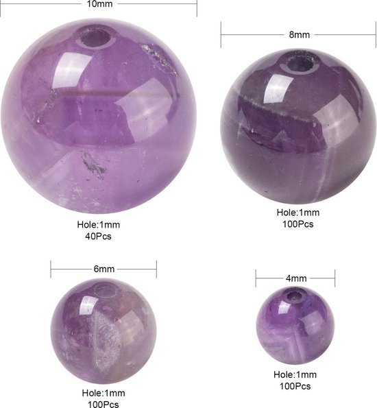 Amethist edelsteen kralen set 4,6,8 en 10 mm | bol