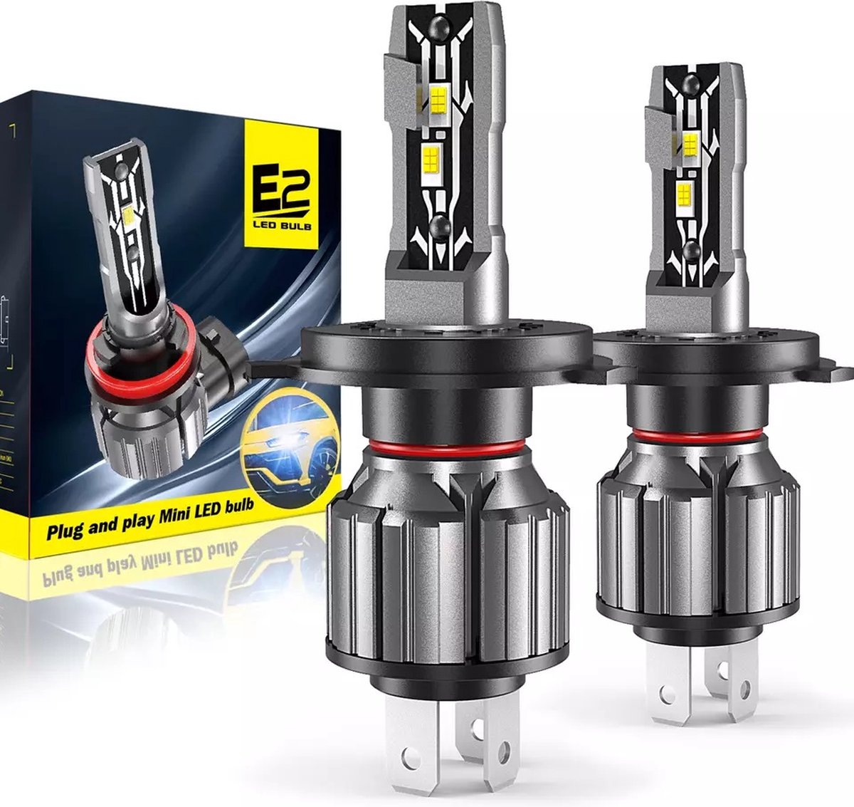 TLVX H4 30000 Lumen Perfect fit LED lampen 6000k Helder Wit (set 2 ...