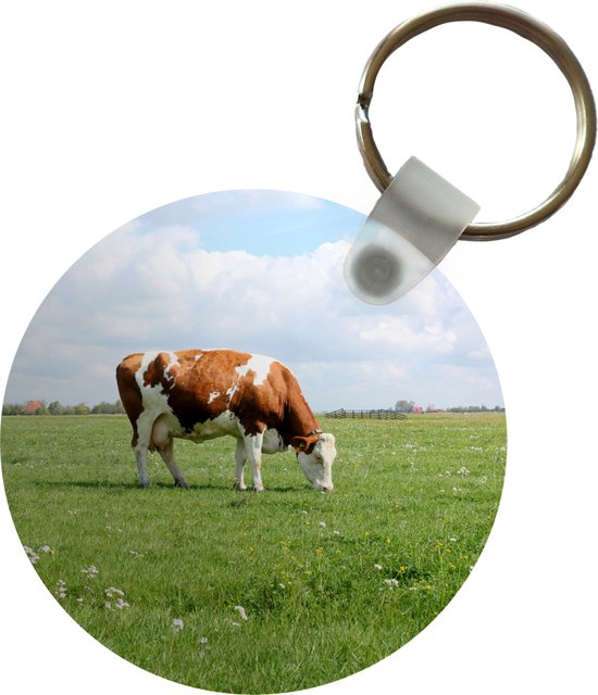 Sleutelhanger - Koe - Bruin - Wit - Dier - Plastic - Rond ...