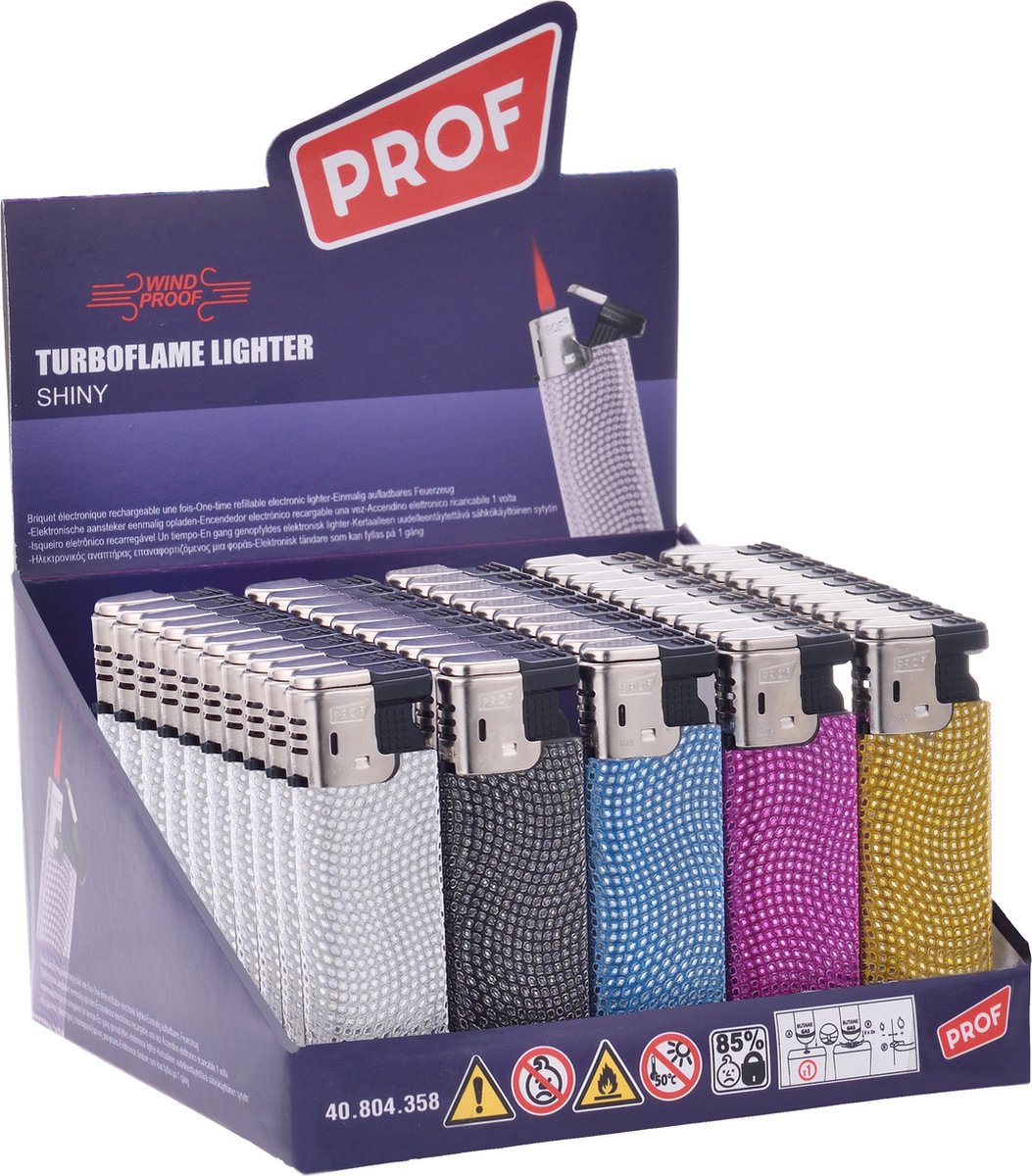 Prof - Slidecap Aansteker – “ Shiny “design - 50 stuks – Lighter ...