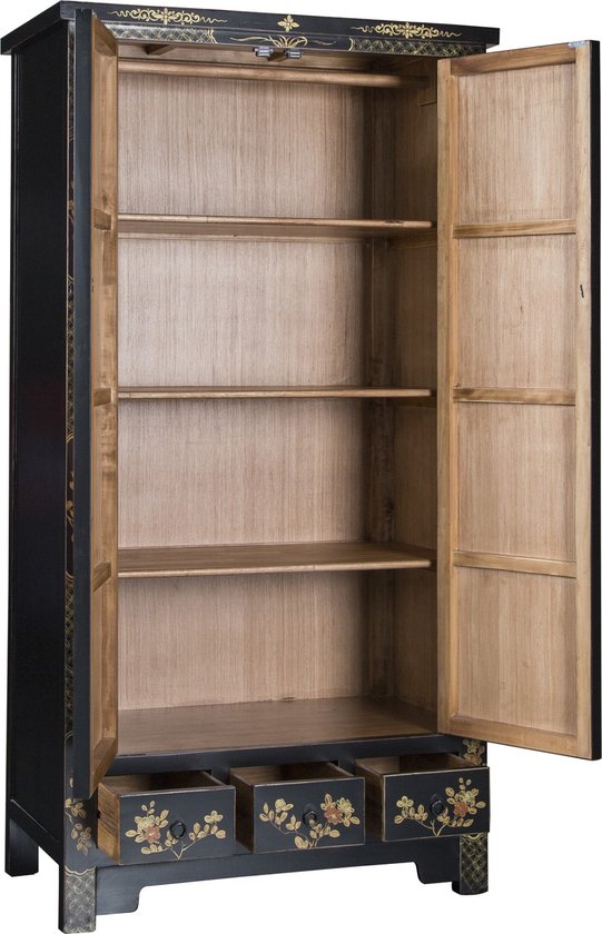Fine Asianliving Chinese Kast Zwart Kimono Handgeschilderd ...