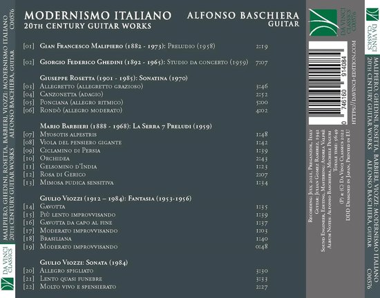 Alfonso Baschiera - Modernismo Italiano, 20th Century Guitar Music (CD ...