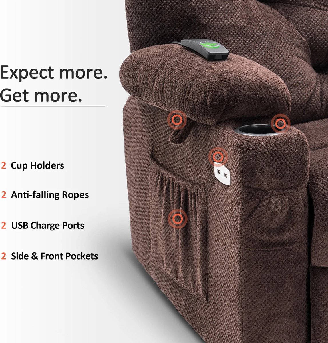 Mara Luxe Elektrische Relaxstoel - Relax stoel - Chill stoel - Bruin ...