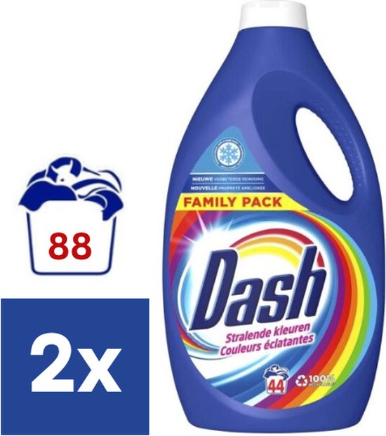 Dash Color Vloeibaar Wasmiddel - 2 x 2.2 l (88 wasbeurten) | bol