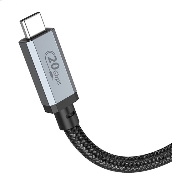 Hoco USB 4 - USB C naar UBS C Kabel - 4K 60Hz - Thunderbolt 3 - 100W - 1 Meter - Grijs | bol