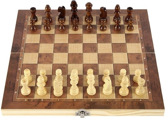 Schaakspel van hout, 3-in-1, draagbaar houten schaakbord, Chess Board ...