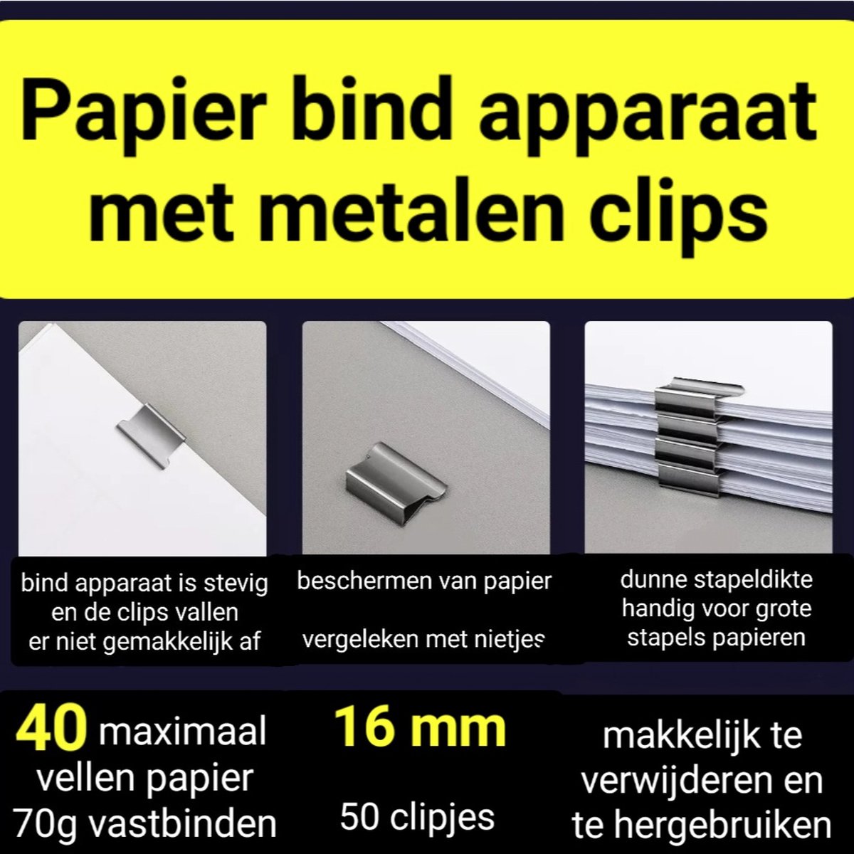 Papieren bind apparaat "Multiplaza" met 50 metalen clips - TRANSPARANT ...