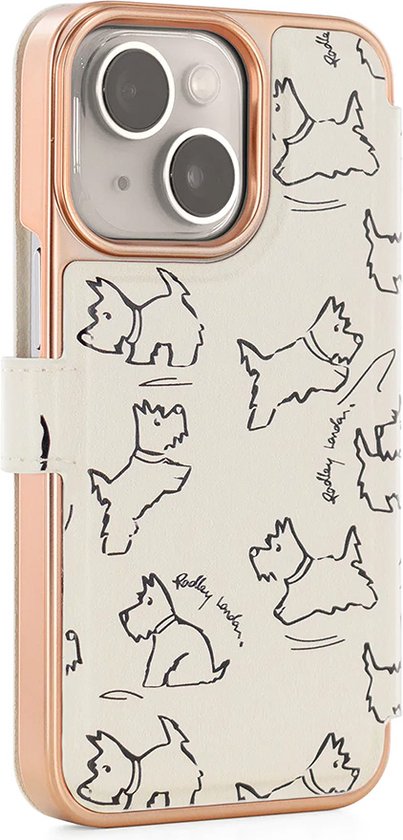 iPhone 14/13 Bookcase hoesje - Radley London - Hond Wit - Kunstleer | bol