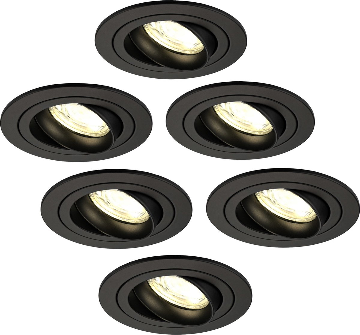 Ledvion 6x Inbouwspots Tokyo, Dimbare LED Lamp, Zwarte Lamp, 5W, 2700K ...