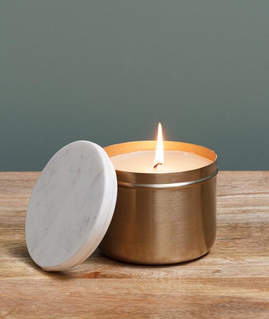 Messing kaars met marmeren deksel | bol