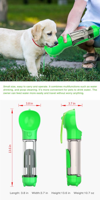 Water fles 300ML-honden fles water - Honden bidon- 3 in 1- Draagbaar ...