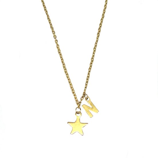 Letter ketting ster - initiaal N - goud | bol.com
