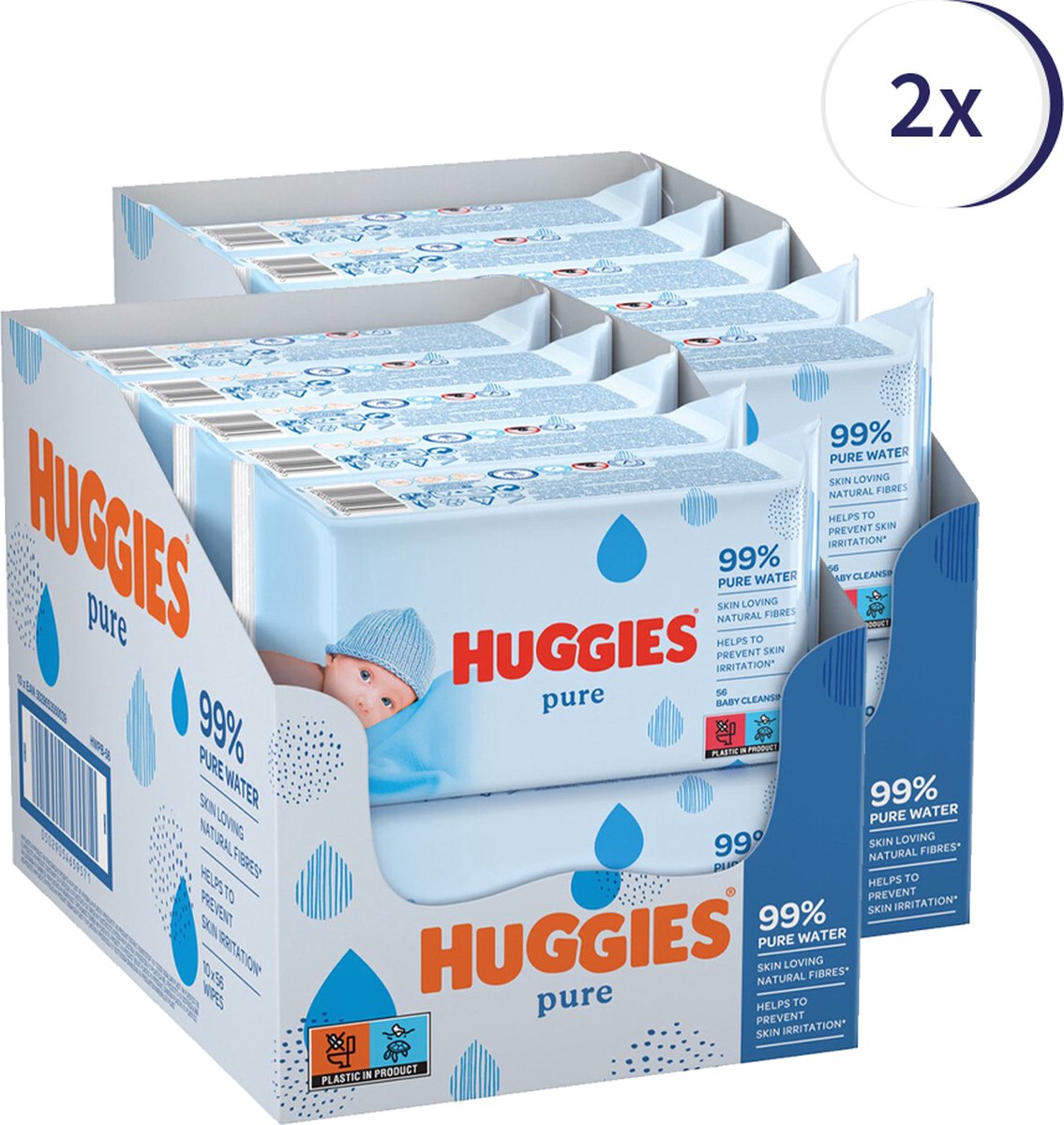 Huggies billendoekjes - Pure 99% water - 20 x 56 stuks - 1020 doekjes ...
