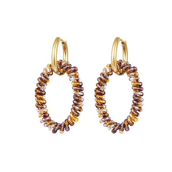 Jobo by Jet - Prachtige dames oorbellen - Glaskralen - Beige - Bruin ...