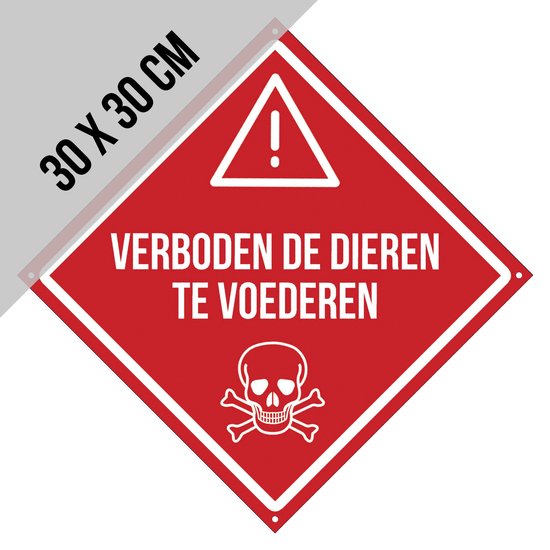 Pictogram/ bord | "Verboden de dieren te voederen" | 30 x 30 cm | Rood ...