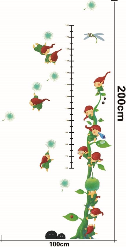 Muursticker Groeimeter Bonenstaak Kabouters | Kinderkamer | Babykamer ...