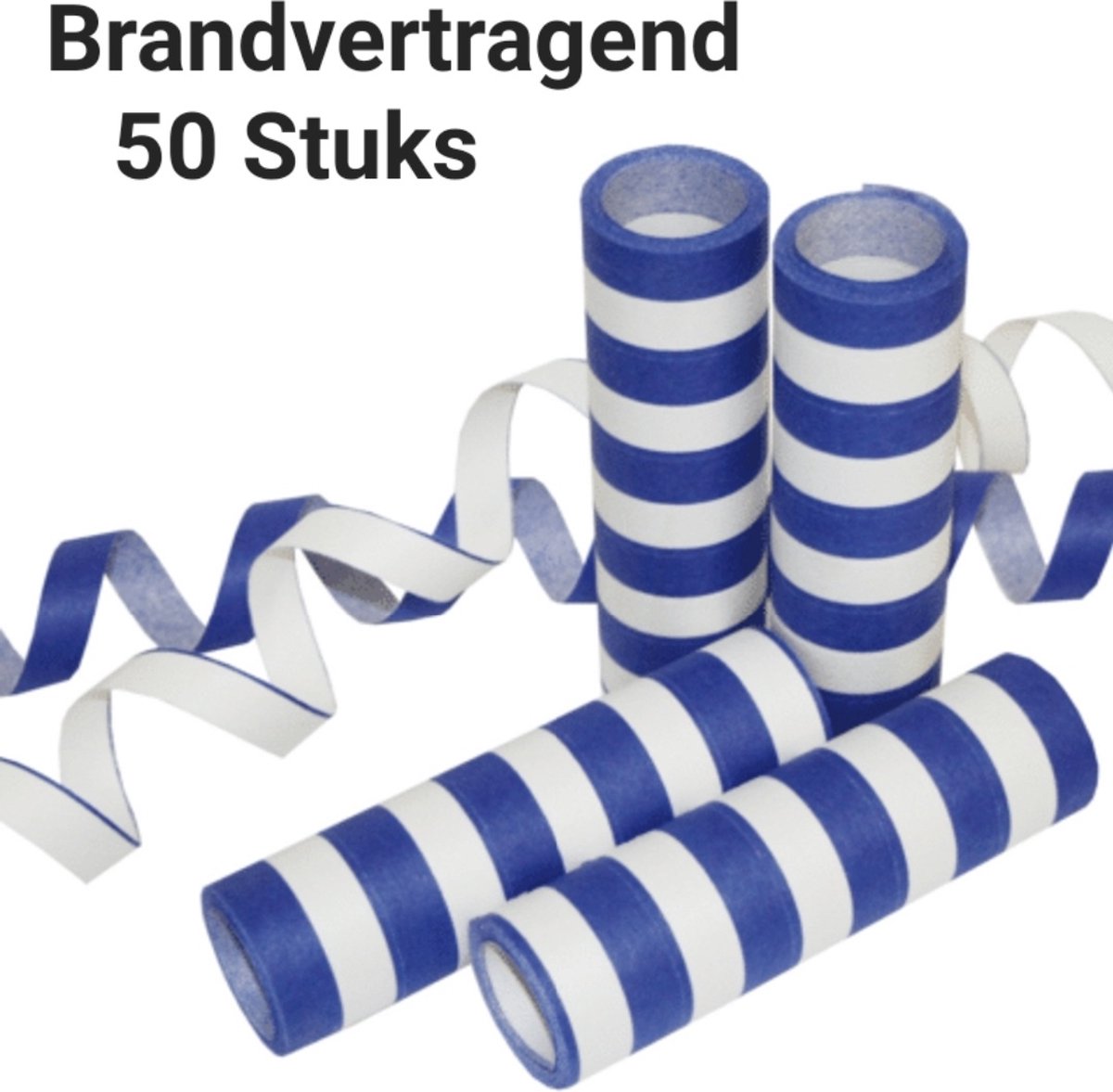 50 stuks Rollen serpentines Blauw / Wit BRANDVERTRAGEND- BRANDVEILIG - Carnaval,... | bol.com