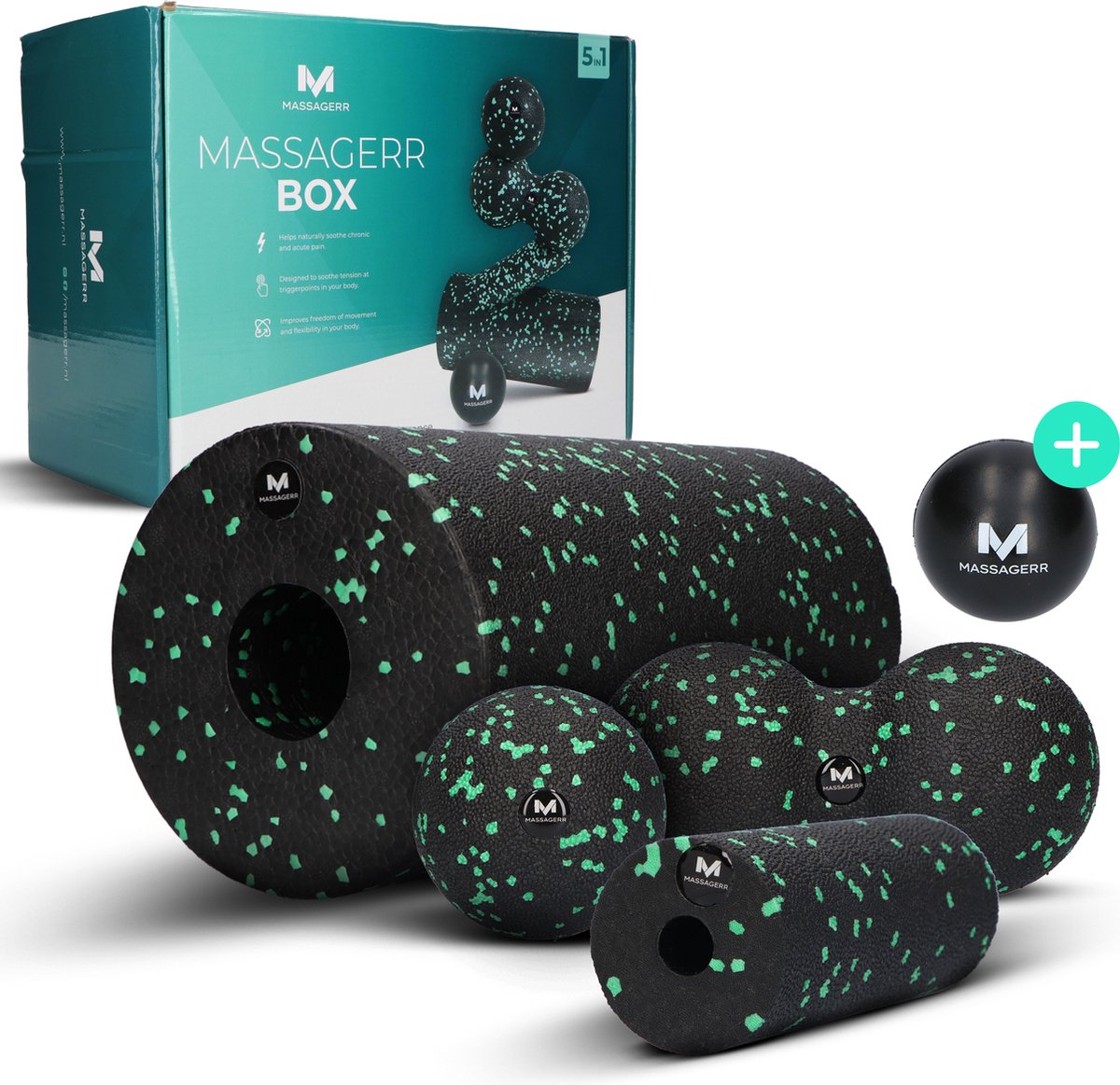 Massagerr® Box – Foamroller Set met Triggerpoint Bal & Duo Massagebal ...