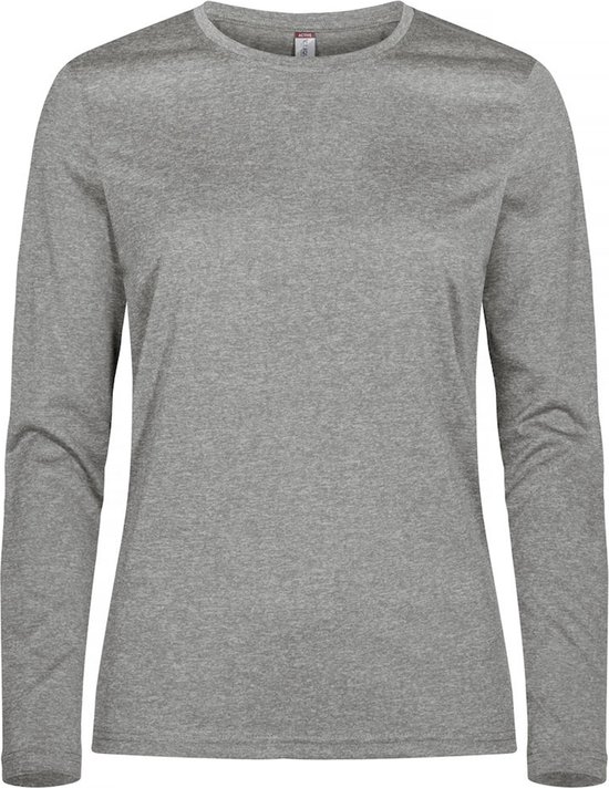 Clique T-shirt Lange Mouw Basic Active Dames - Grijs Melange - Maat S ...