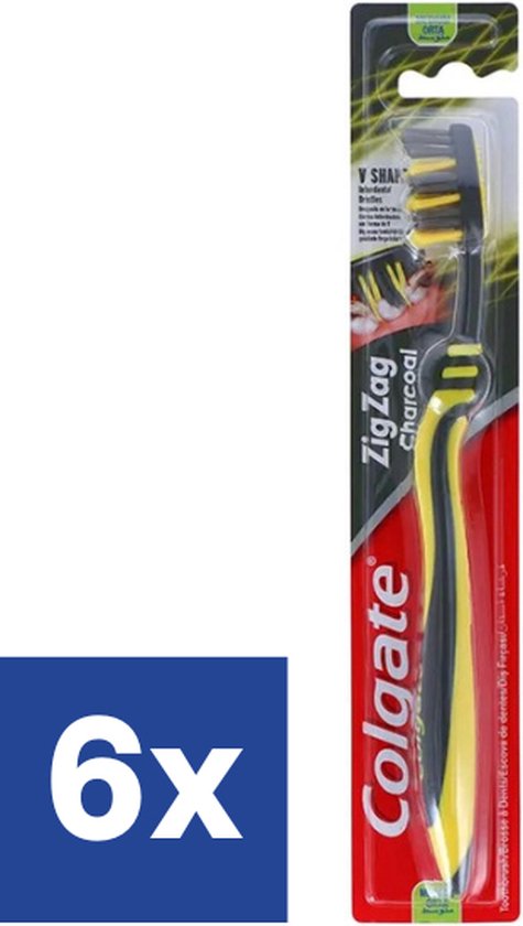 Colgate Zig Zag Charcoal Medium Tandenborstel - 6 stuks | bol.com