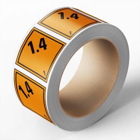 ADR klasse 1.4 sticker, zelfklevend papier, 1000 op rol 100 x 100 mm ...