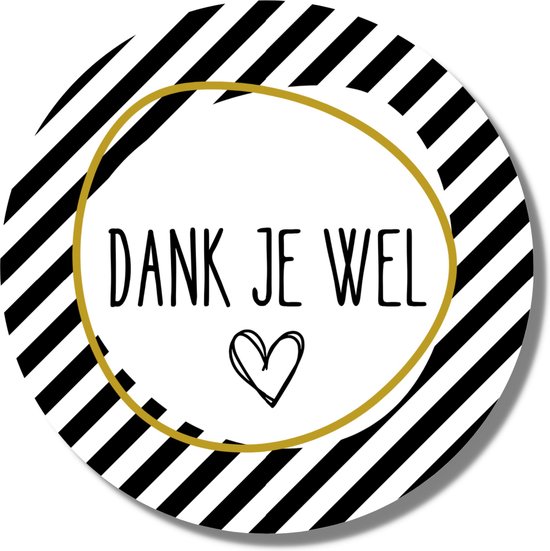 Stickers Iemand Bedanken Dank Je Wel - Cadeaustickers - Zwart Goud Wit - 20 stuks - 4 cm | bol