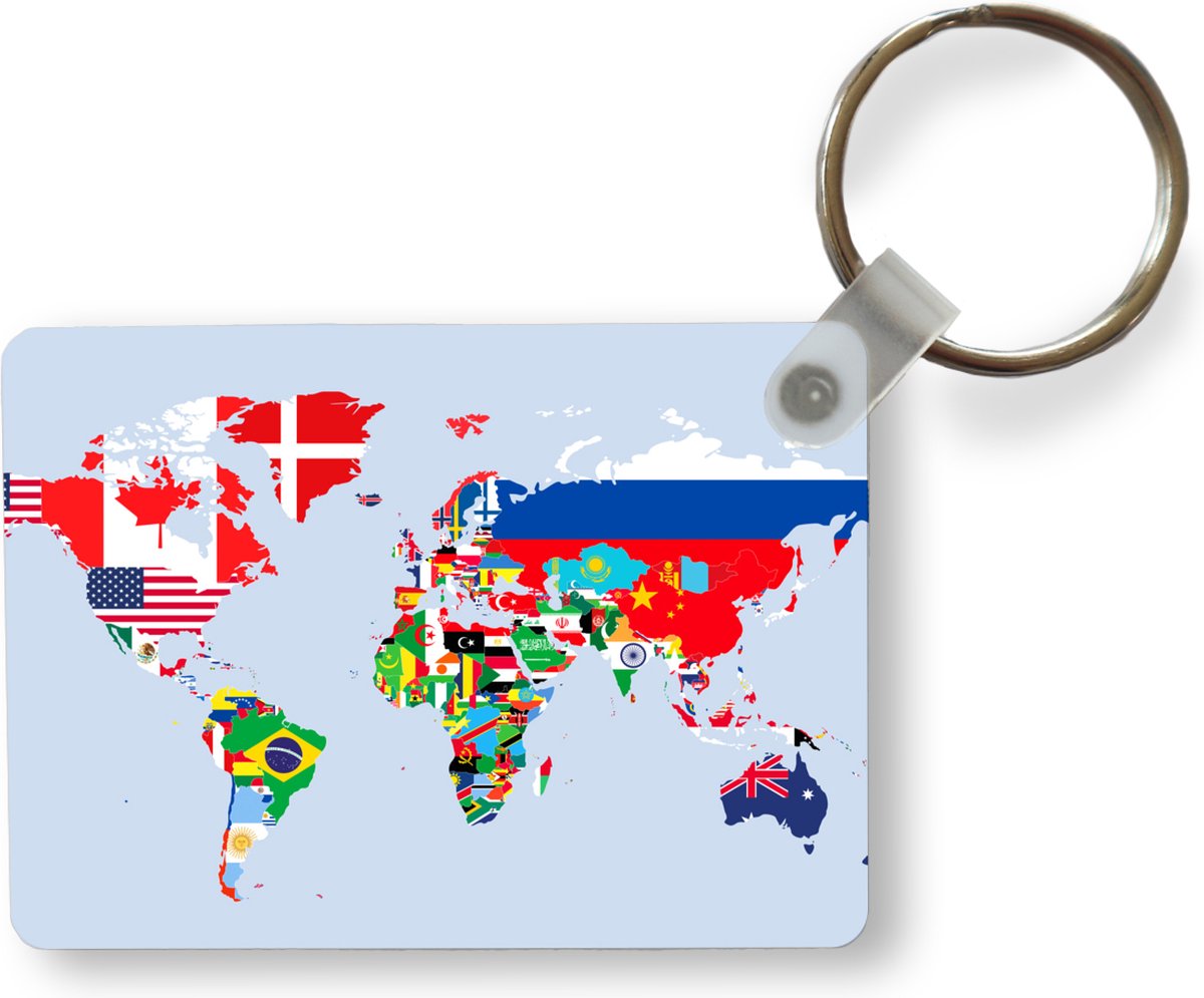 Sleutelhanger - Wereld - Kaart - Vlag - Landen - Uitdeelcadeautjes ...