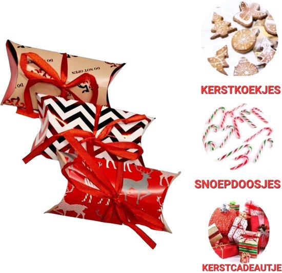 Kerst inpakdoosje 12 stuks| 12x 7 cm, rood | Sieraden doosjes - Kerst ...