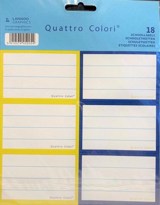 Lannoo Graphics - schooletiketten quattro colori - 18 labels | bol