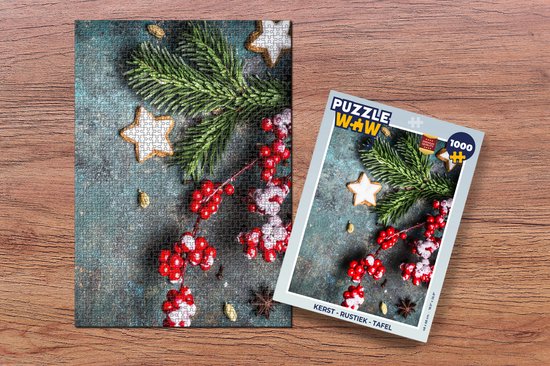 Puzzel Kerst - Rustiek - Takken - Steranijs - Bes - Rood - Legpuzzel ...