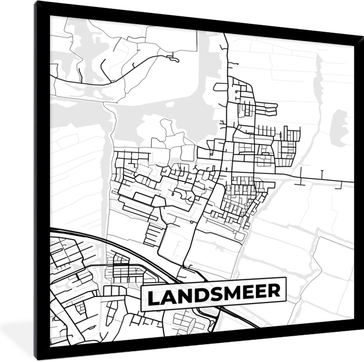 Fotolijst incl. Poster - Landsmeer - Stadskaart - Kaart - Plattegrond ...