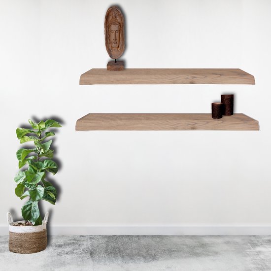 Wandplank Massief Eiken Hout Zwevend - 200x20 - Met Blinde Bevestiging ...