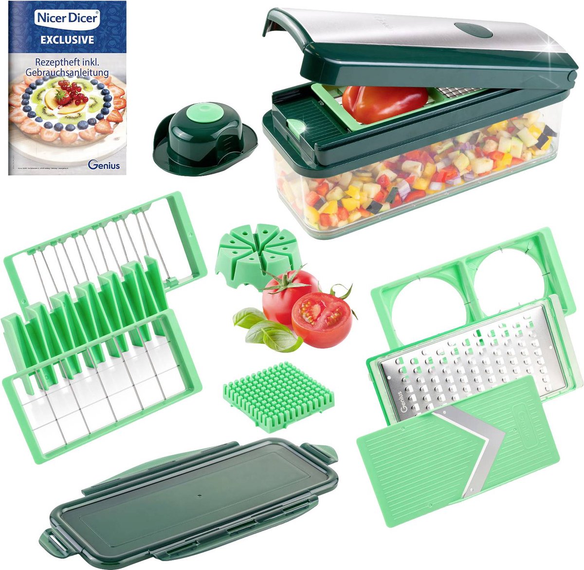 Nicer Dicer 34286 Exclusive, set 15-piece, green | bol.com