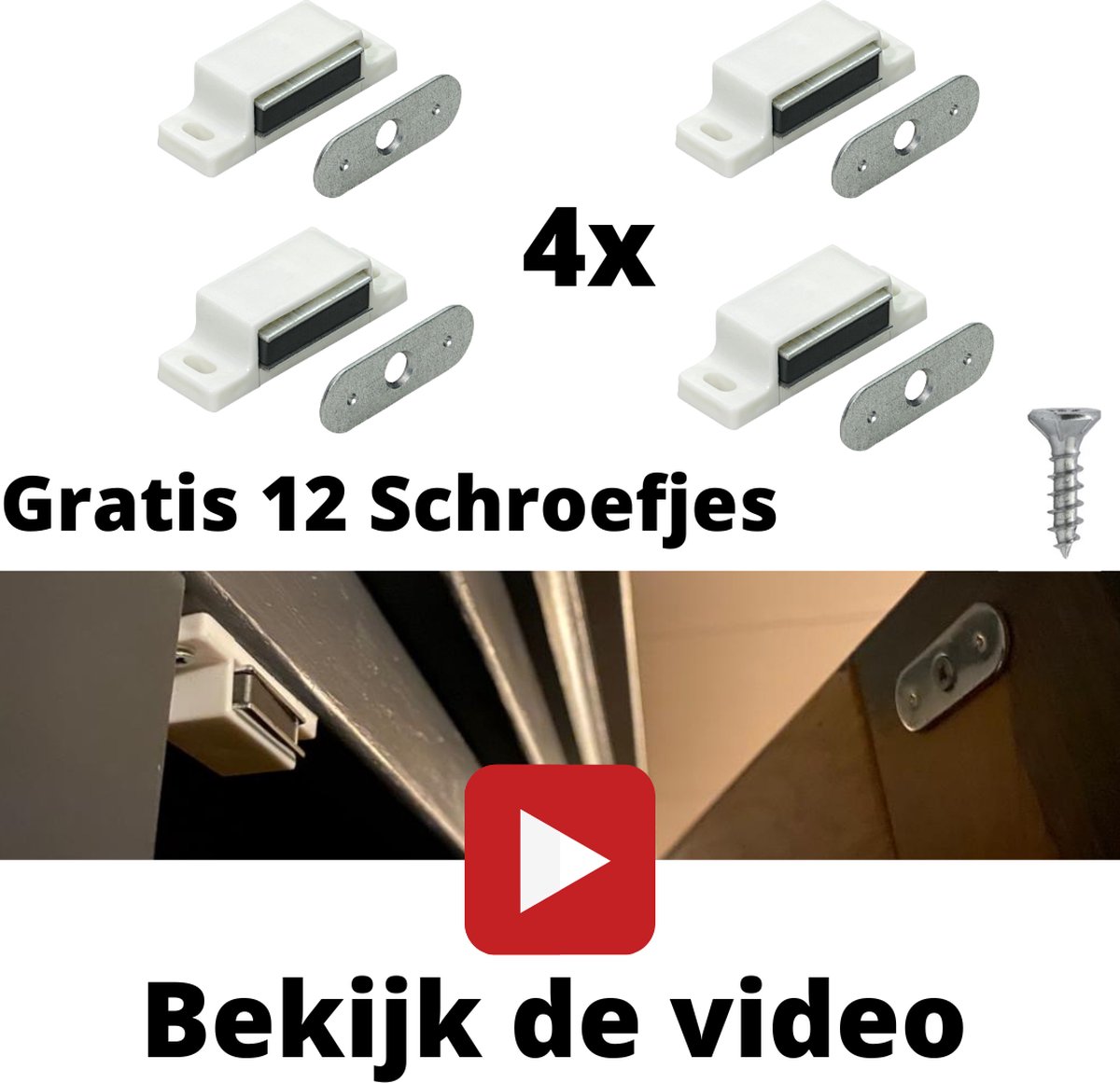4x deur Magneet met schroefjes - Magneet Deursluiter - Deursluiter ...