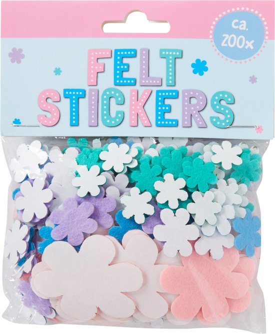 200 Stuks - Vilten Stickers - Verschillende Vormen - Roze | bol.com