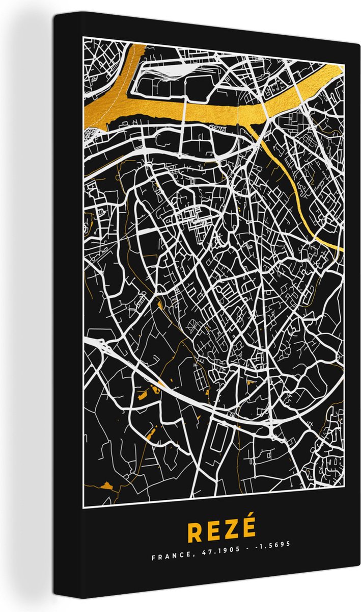 Tableau Peinture Rezé - Carte - France - Carte - Plan de Ville - 60x90 ...