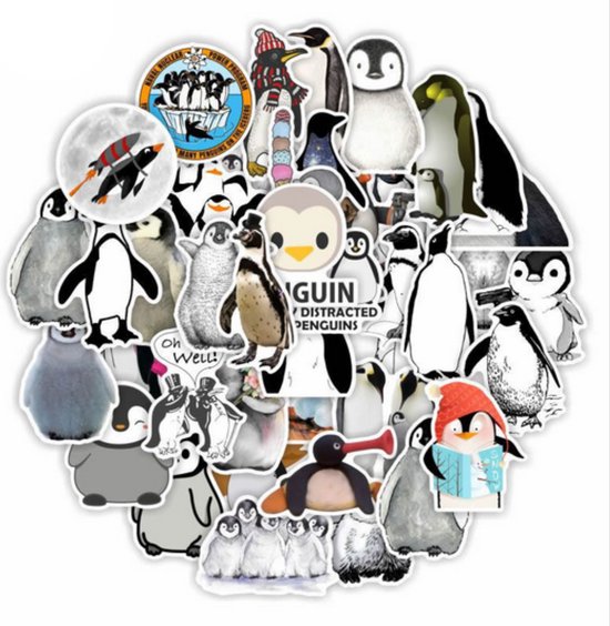Winkrs - 50 Pinguin stickers - Stickers voor laptop, muur, deur, koffer, schriften,... | bol