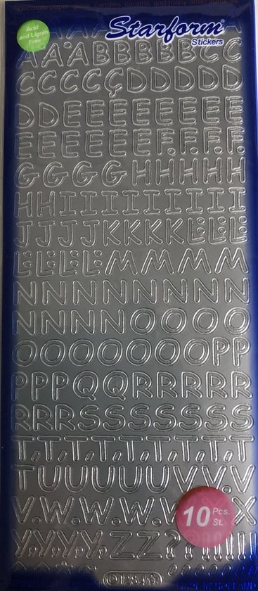 Starform-10x Stickervel-Zilver-Alfabet- Teksten-Kaarten... | bol.com