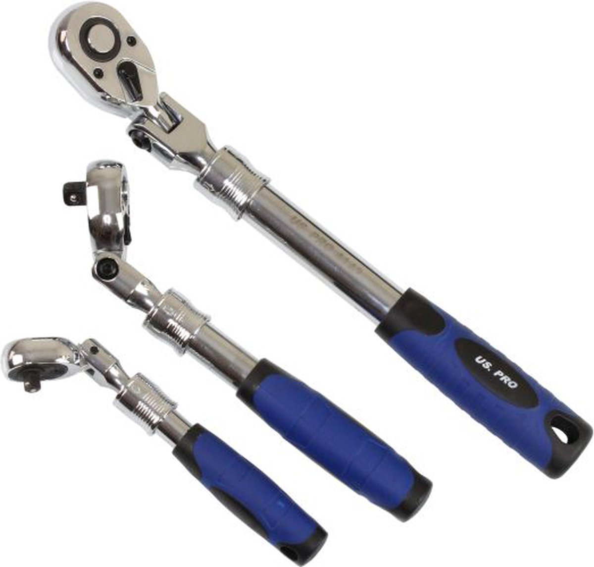 Uitschuifbare ratel set met flexibele kop in foam inlay 1/4" - 3/8" en ...