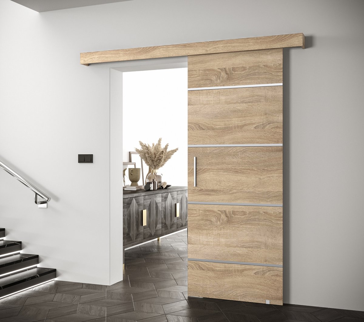 InspireMe - Système de porte coulissante avec rail - 90x204cm - AGRA IV ...