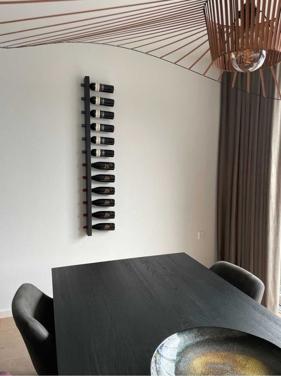 Wijnlat 12 flessen | Wijnrek | Wijnpaal | Wijnrek muur | Wijnrek zwart ...