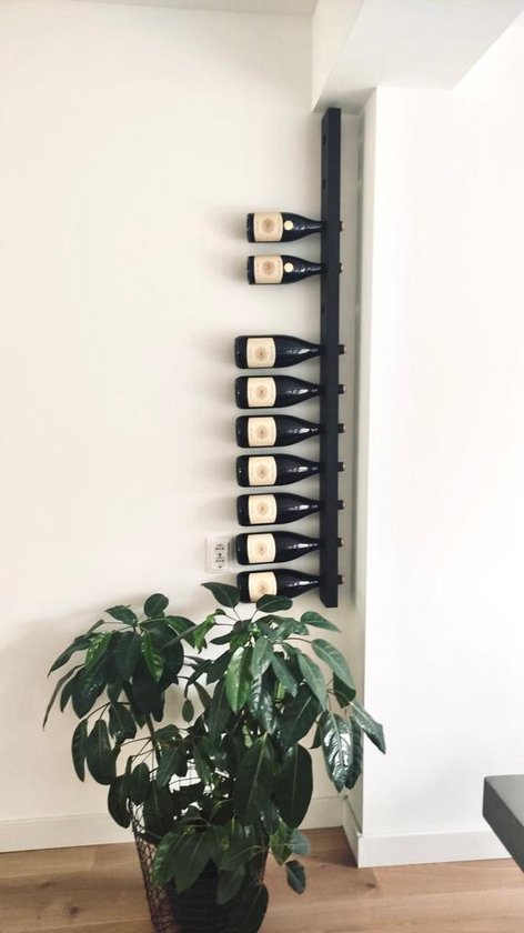 Wijnlat 12 flessen | Wijnrek | Wijnpaal | Wijnrek muur | Wijnrek zwart ...