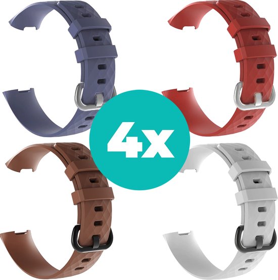 Siliconen bandjes geschikt voor Fitbit Charge 4 bandje - Bundel van 4 ...