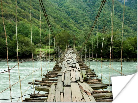 Poster Brug - Hout - Rivier - 40x30 cm - Poster Jongenskamer - Poster ...