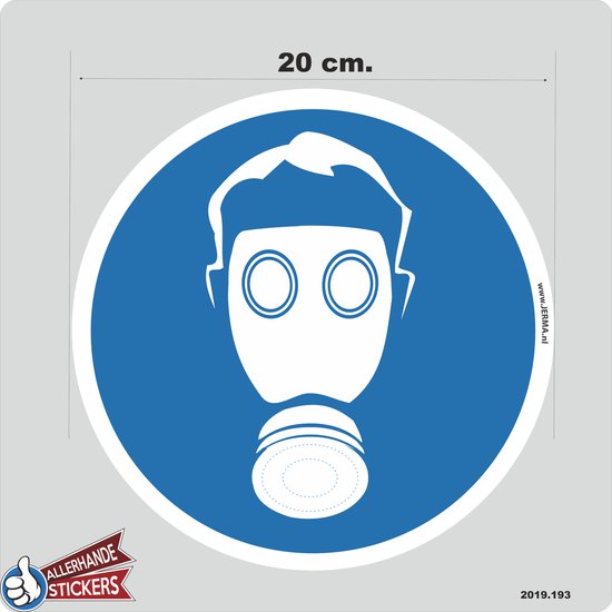 Ademhalingsbescherming, Gasmasker verplicht pictogram sticker 20 cm ...