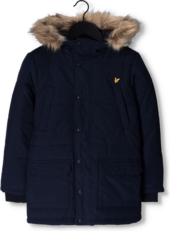 Lyle & Scott Fur Trim Classic Parka Coat Jassen - Blauw | bol.com